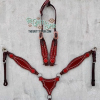 Red and Turquoise Beaded Tack Set - Etsy