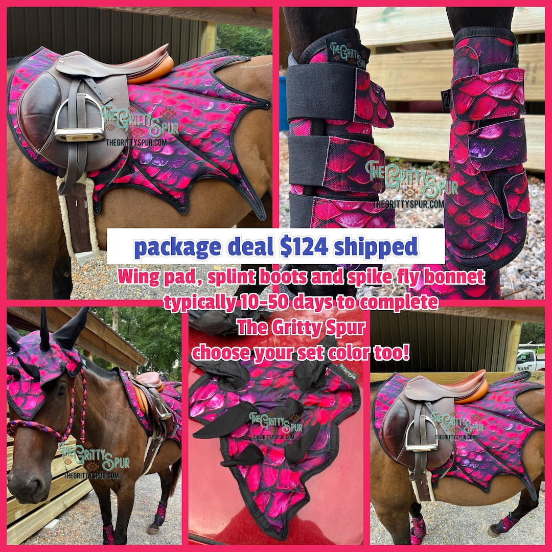 Mythical Creature Wing Saddle Pad SET- Pad, Bonnet and Splint Boots ...