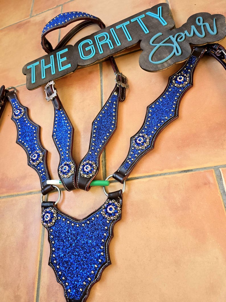 Blue Glitter Gladiator Style Tack Set - Etsy
