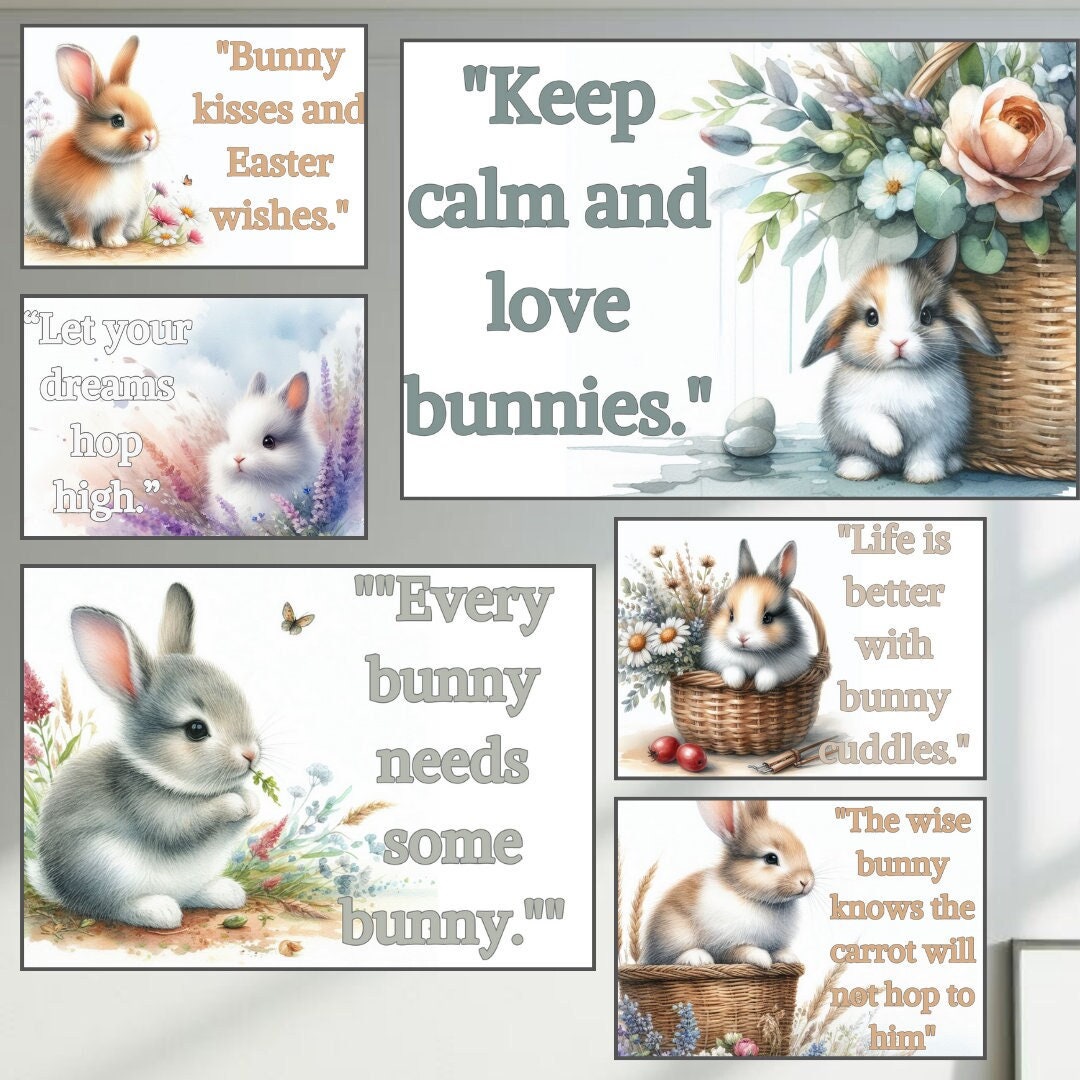 Cute Bunny Poster Collection / Inspirational Wall Art for Home Decor ...