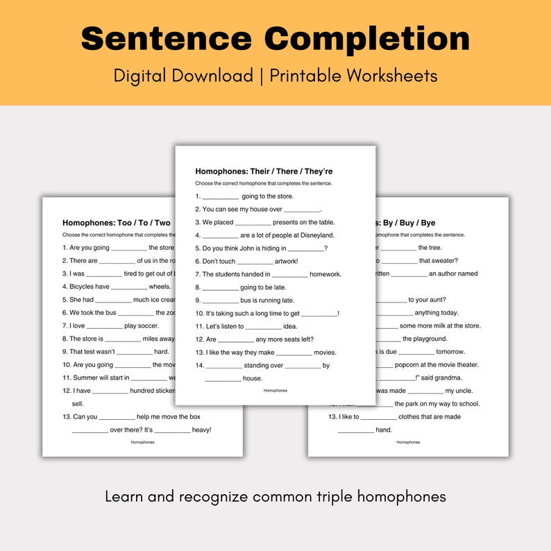 Homophones Printable Flash Cards and Worksheet Bundle With Answers - Etsy