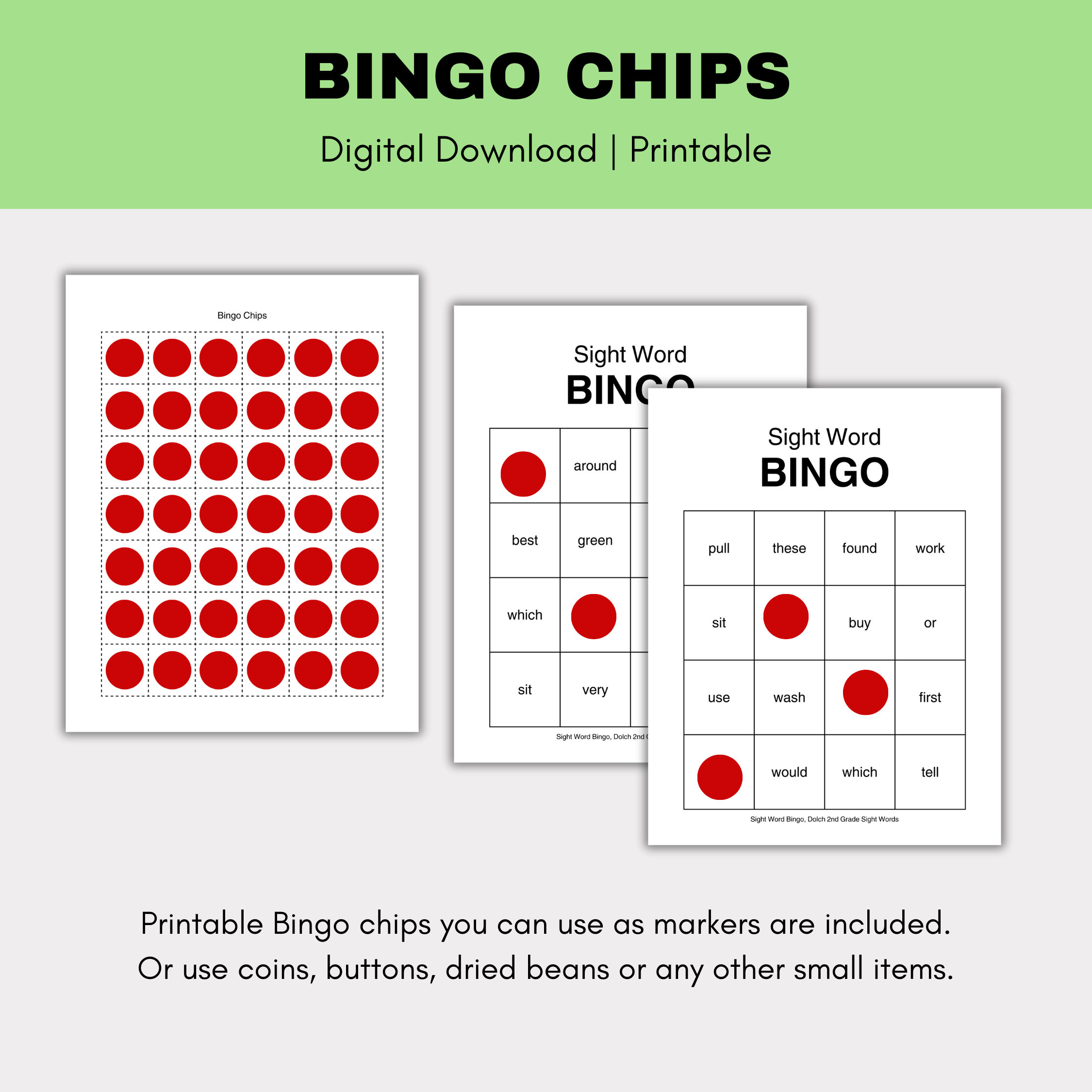 2nd Grade Sight Word Bingo Game, Dolch 2nd Grade Sight Words, Printable ...