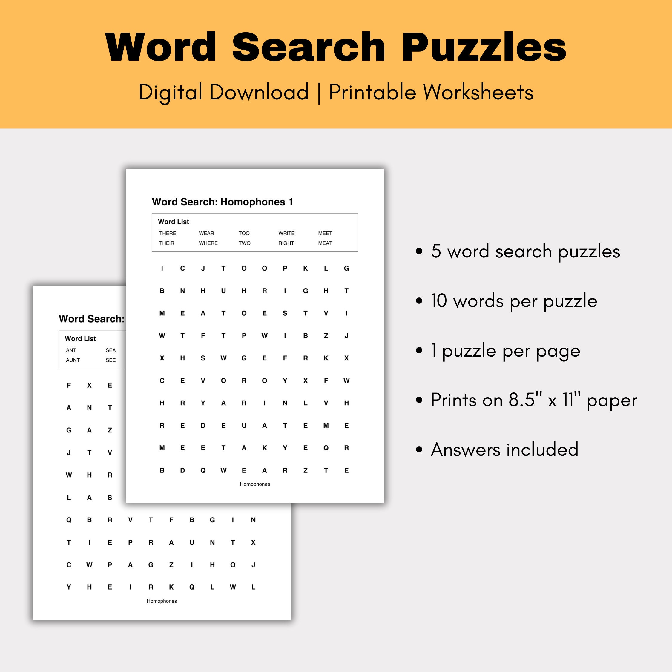 Homophones Printable Flash Cards and Worksheet Bundle With Answers - Etsy