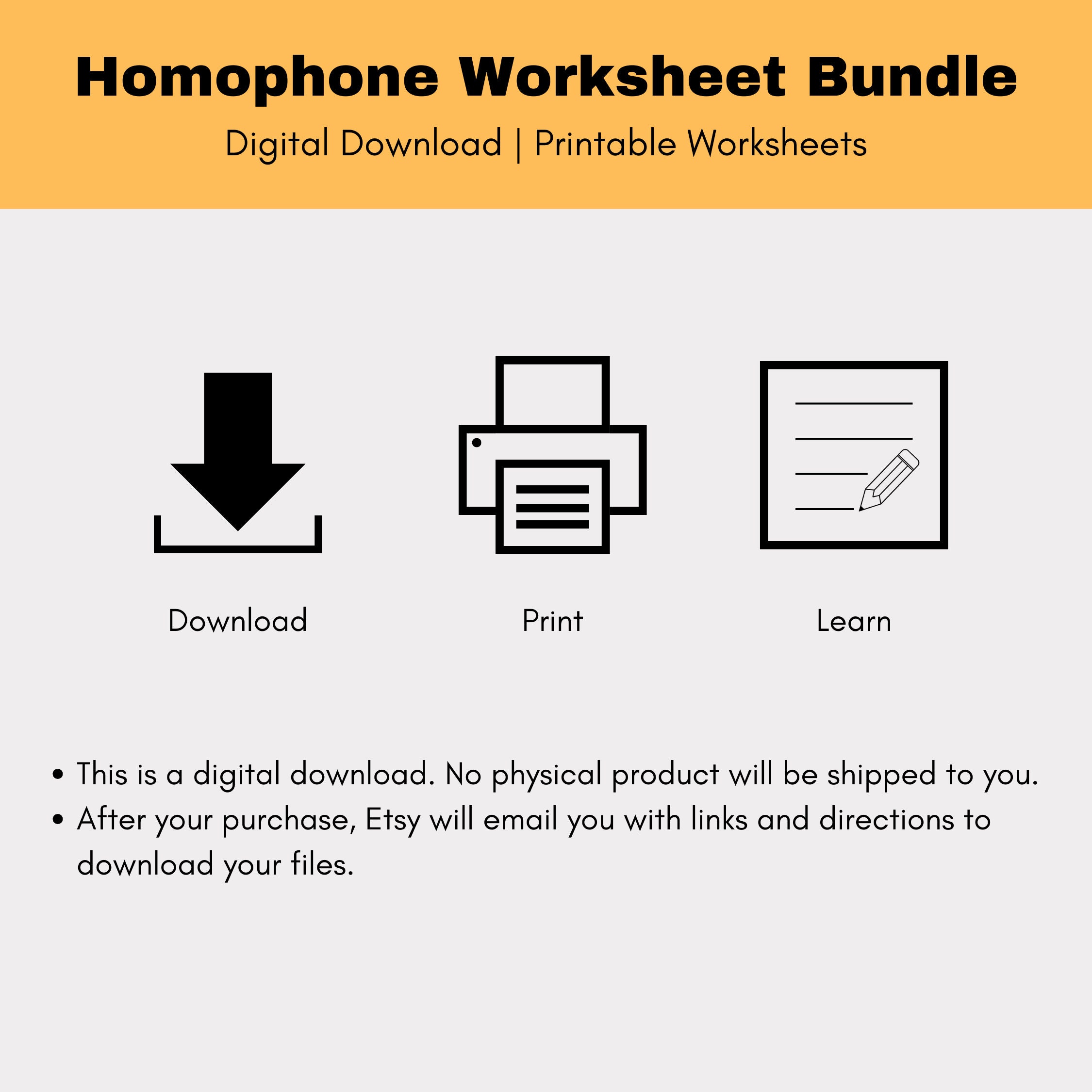 Homophones Printable Flash Cards and Worksheet Bundle With Answers - Etsy