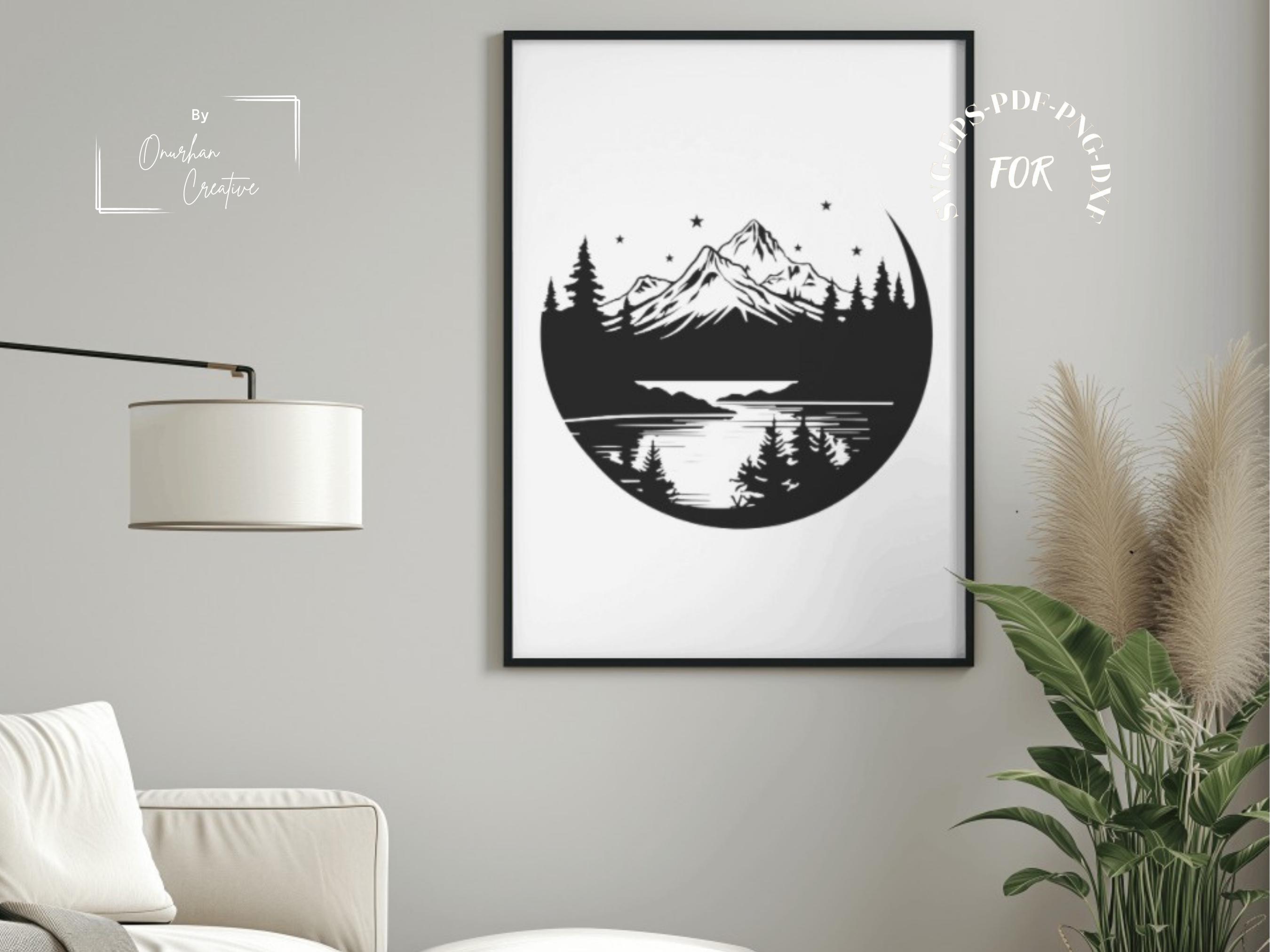 Mountain Lake Landscape SVG: Forest Adventure Scene (digital Download ...