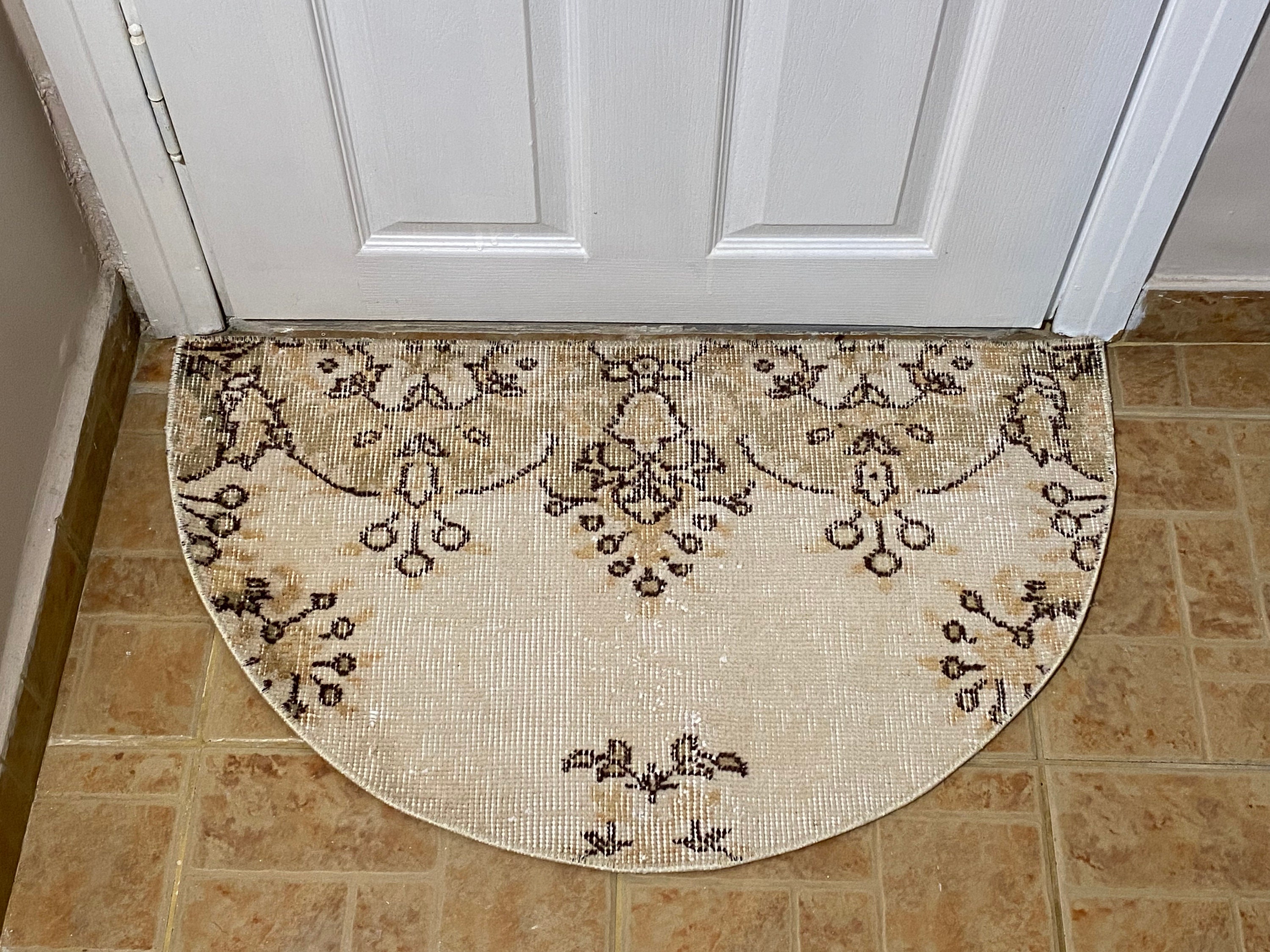 Semicircle Rug 1.5x2.4 Ft, Vintage Rug,yellow Rug,wool Rug, Handmade ...