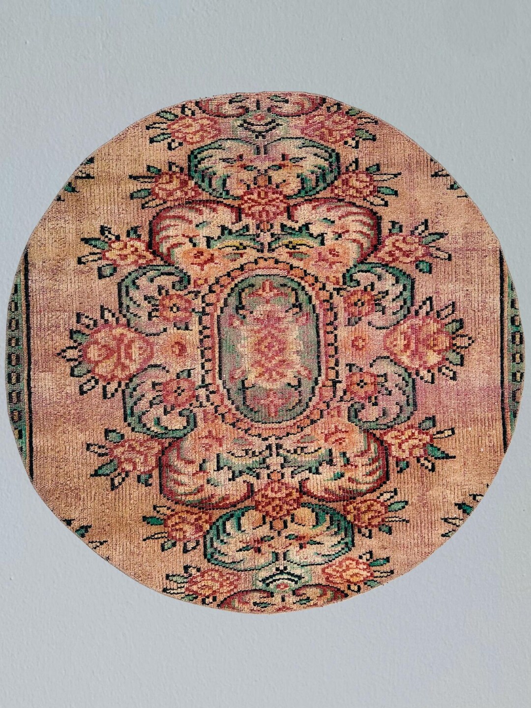 Vintage Circle Rug,handmade Rug,vintage Style Round Rug – 120 Cm Floral ...