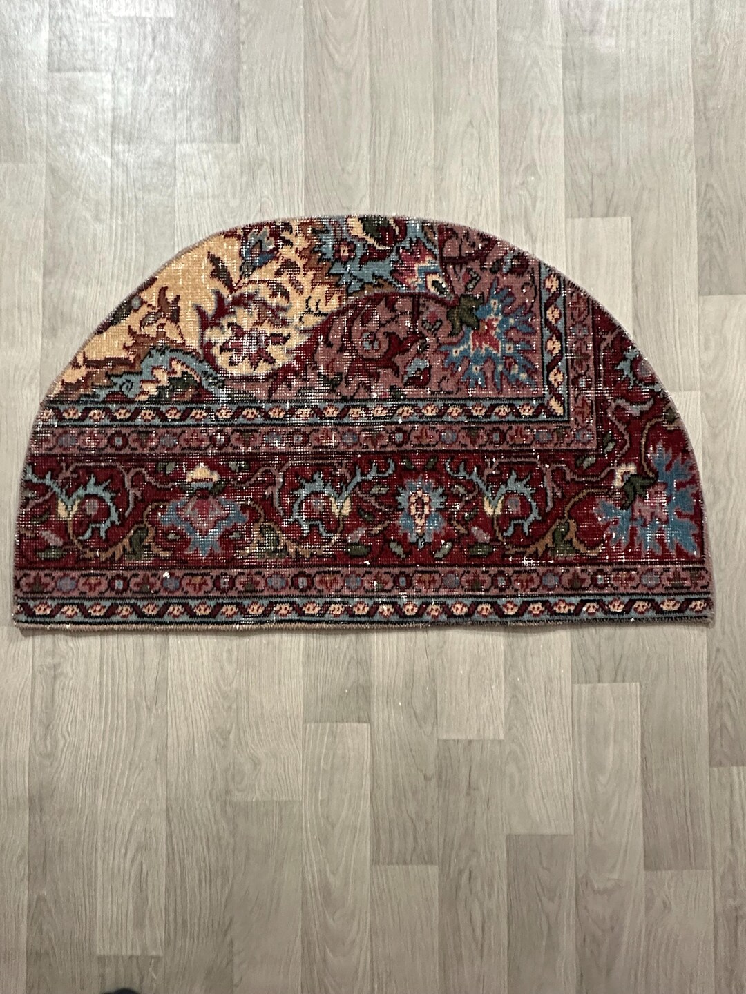 Red Floral Half Circle Rug,vintage Decorative Semicircle Rug,2x3 Ft ...