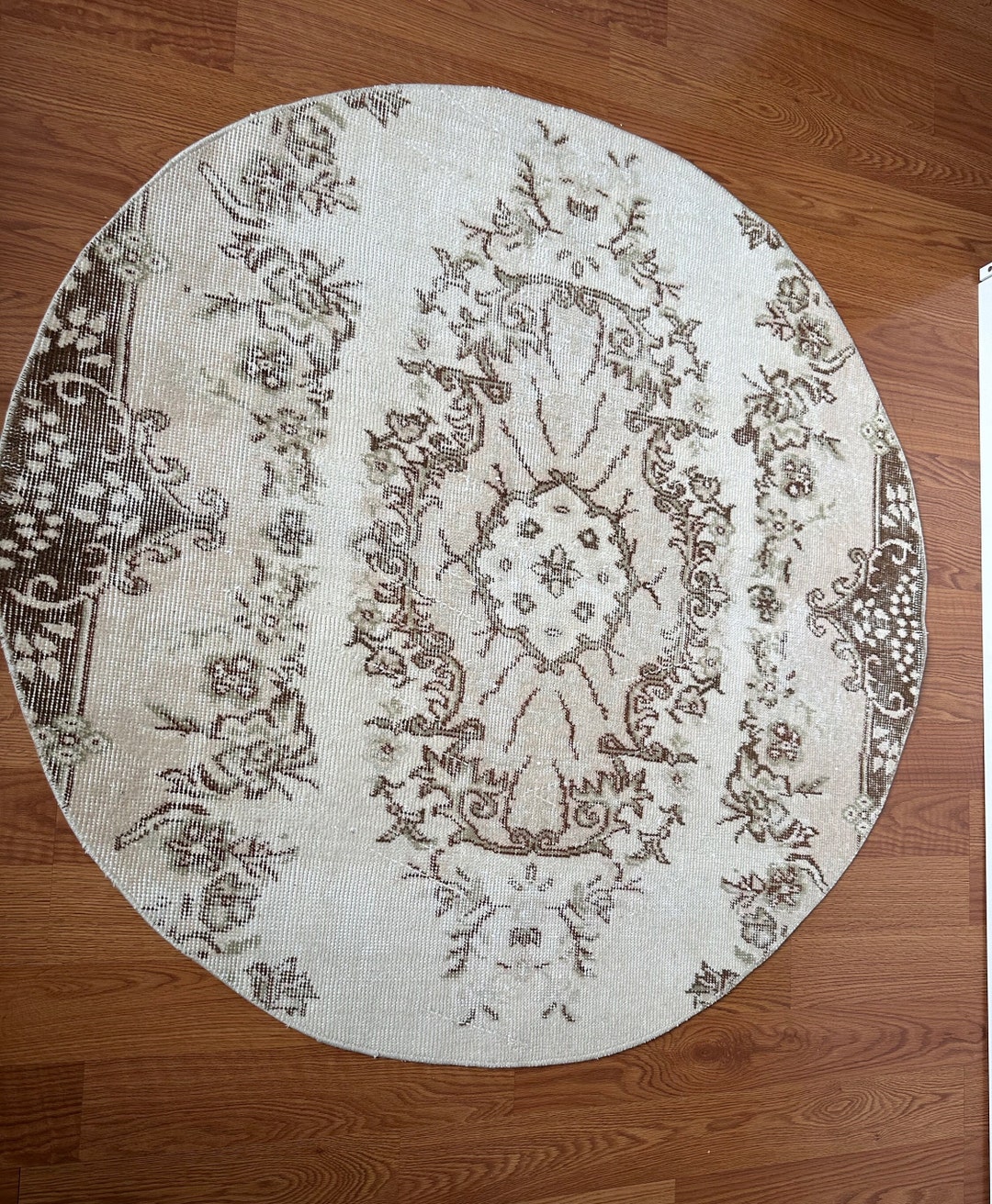 Floral Vintage Round Rug,small Area Rug,circle Rug, Hand Made Round Rug ...