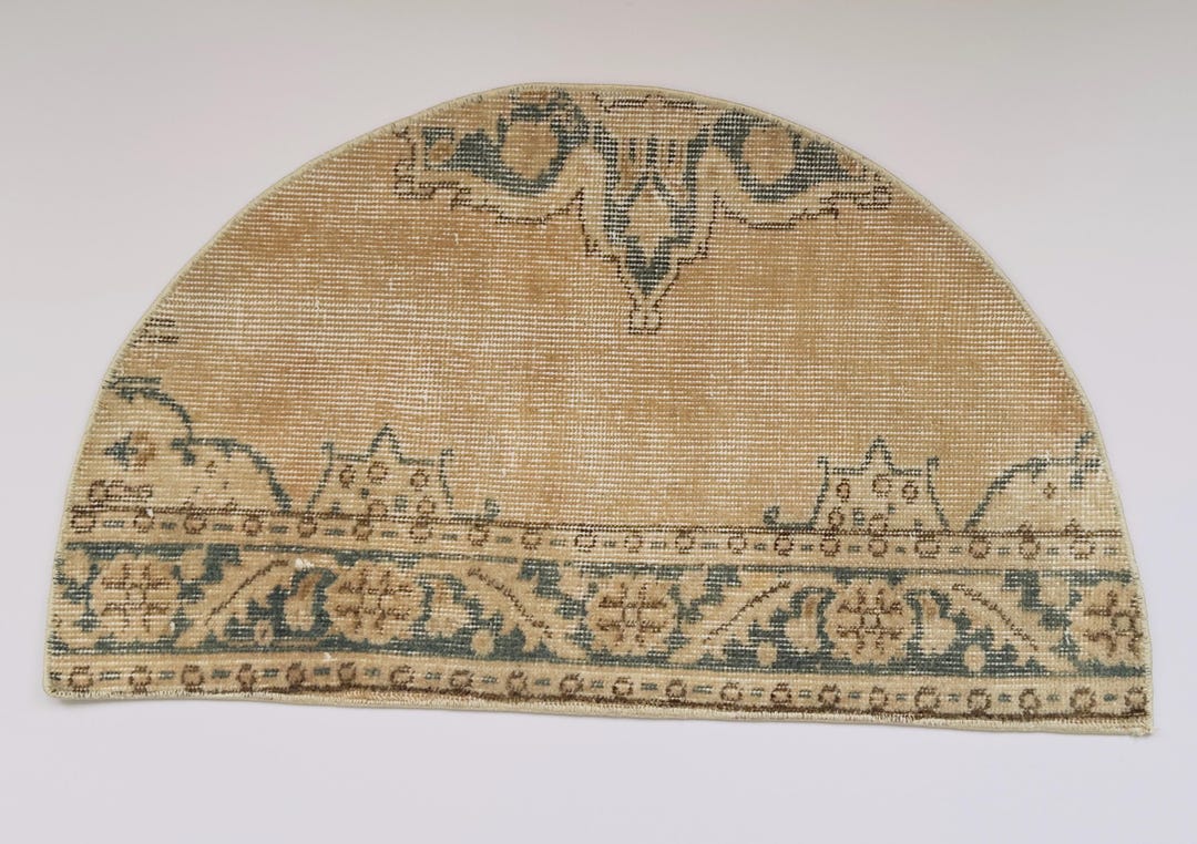 Washed Beige Half Moon Rug 19.3x33 Inch Soft Teal - Etsy