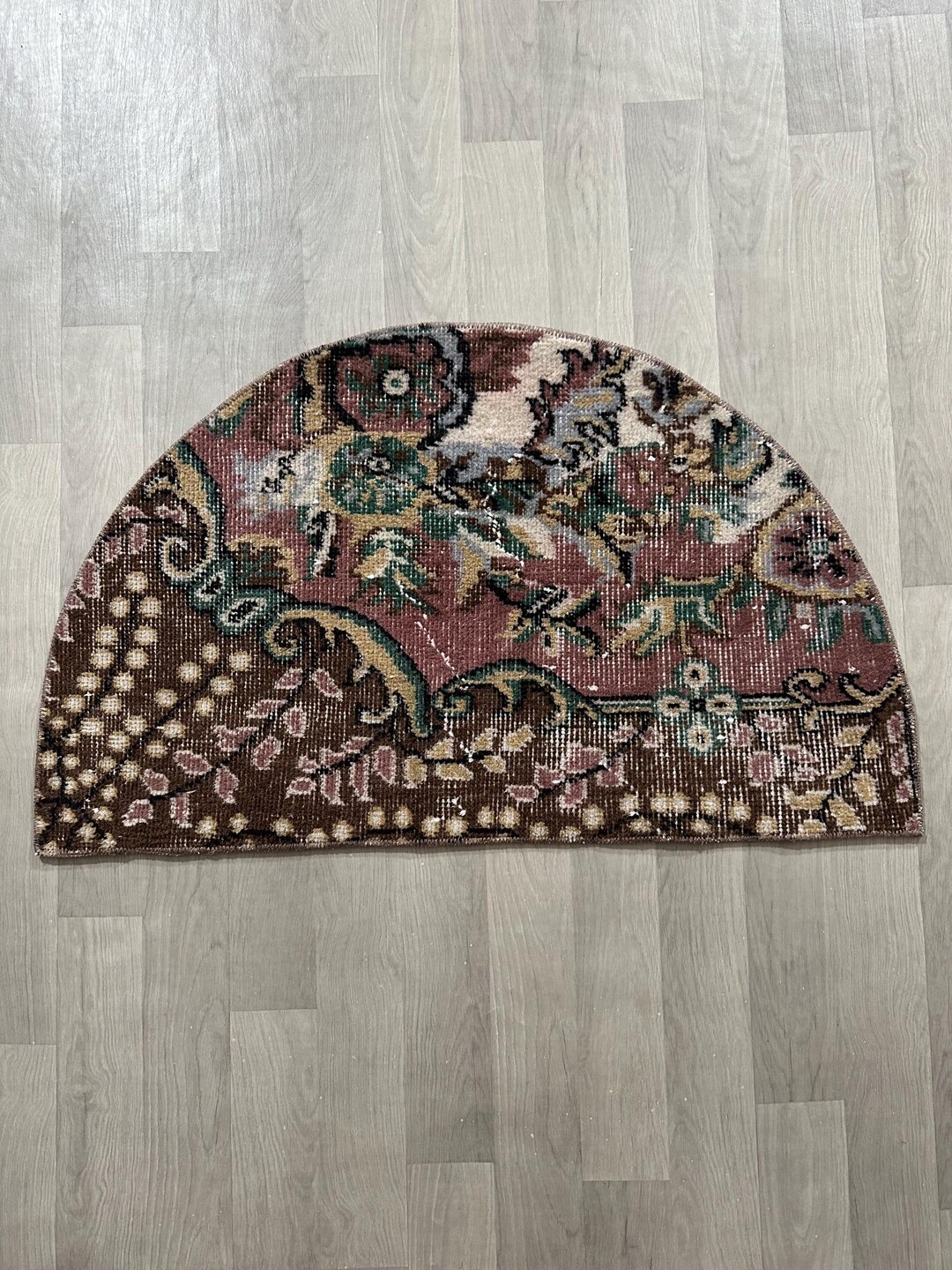 Floral Decorative Semicircle Rug,handmade Bathroom Half Circle Rug ...
