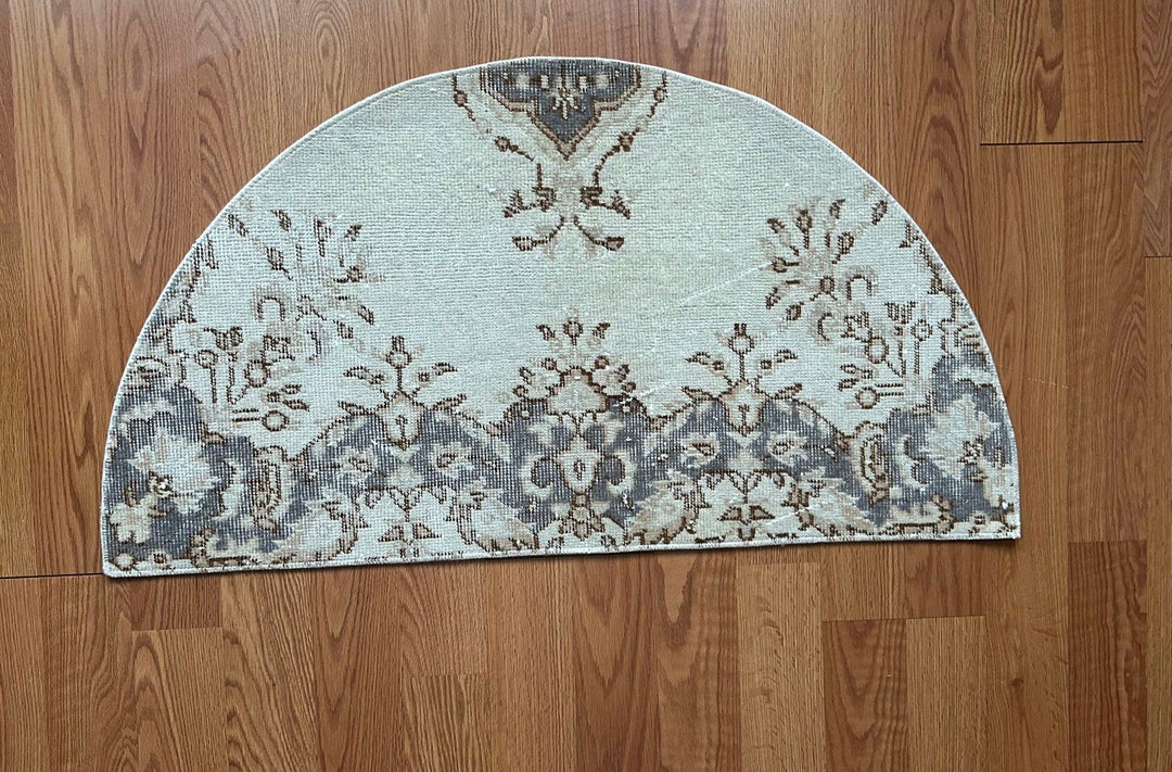 Small Vintage Rug, 1.5 X 2.4 Ft Semicircle Rug,yellow Rug,wool Rug ...