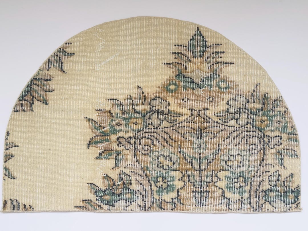 Large Semicircle Wool Rug 22x33 Inch Vintage Turkish - Etsy