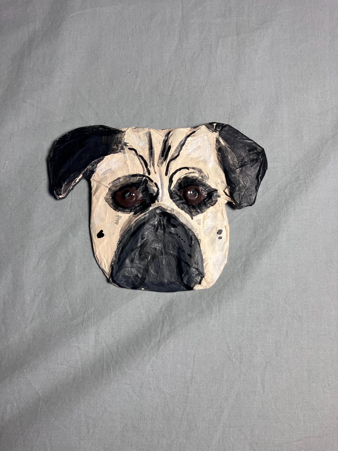 Paper Mache Hanging Wall Art Pug Dog - Etsy
