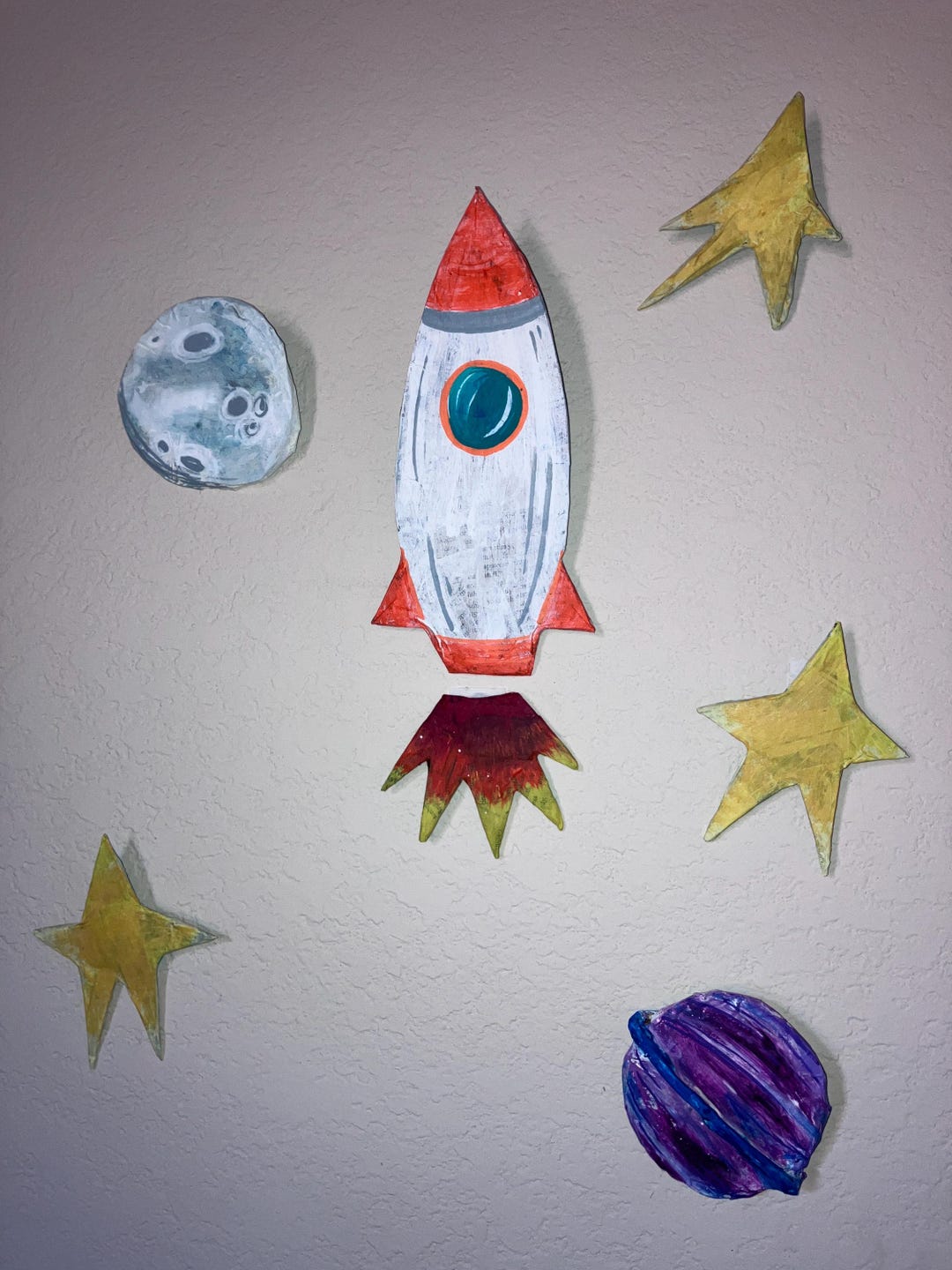 Paper Mache Out of This World Space Rocket Hanging Art - Etsy