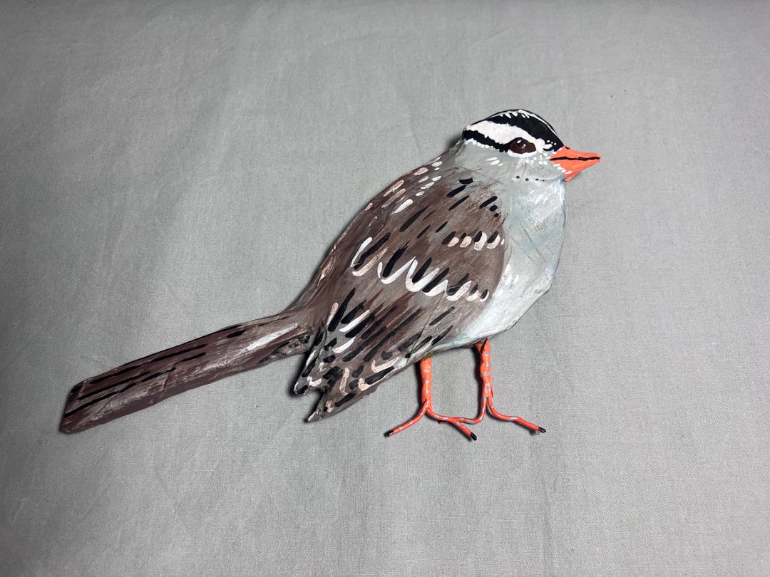 Paper Mache White Crowned Sparrow Hanging Wall Art - Etsy