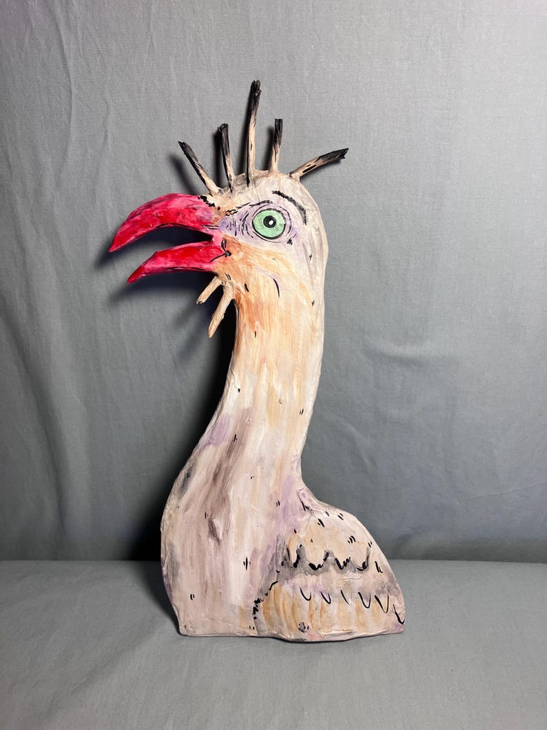 Paper Mache Red-legged Seriema Bird Wall Art - Etsy