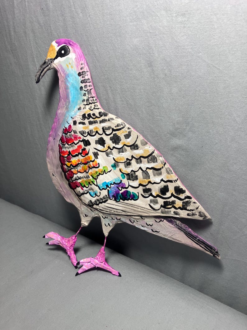 Bronze Wing Pigeon Bird Paper Mache Wall Art - Etsy