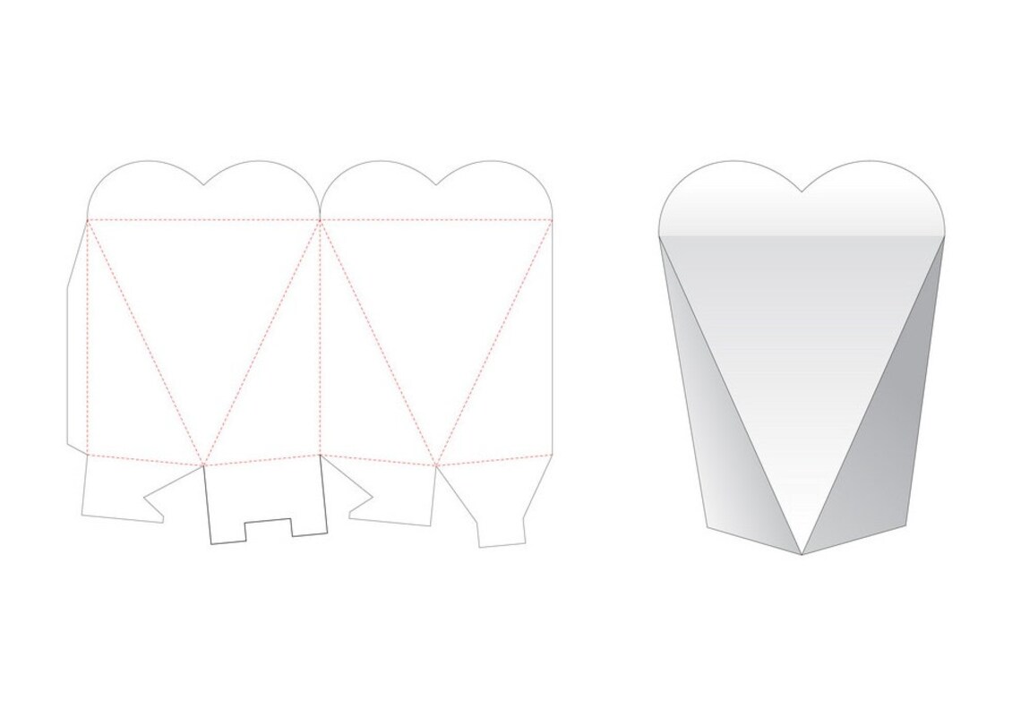 3D Heart Shape Box Template, Gift Box, Packaging Box, DIY Box, Box ...