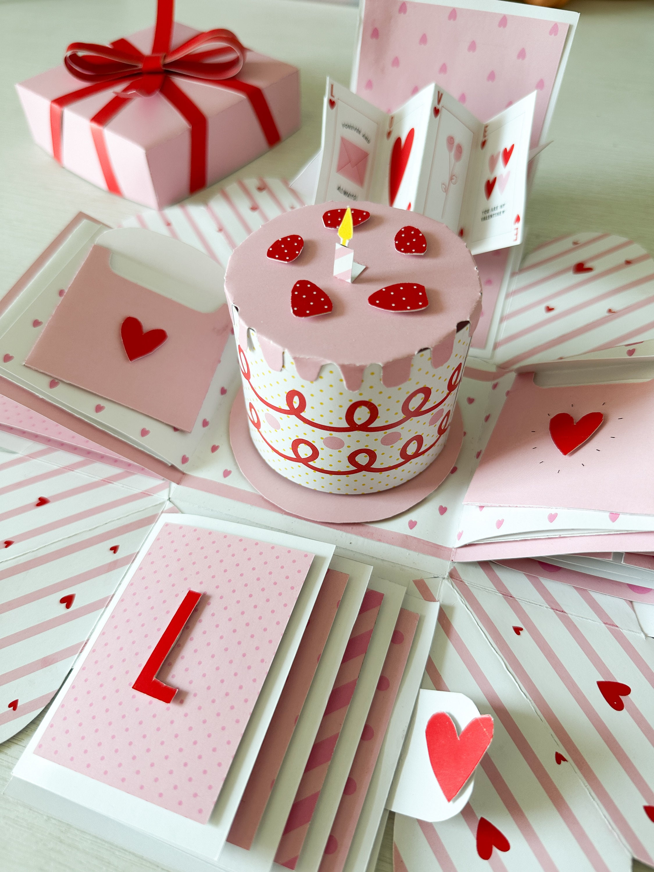 Rose Exploding Gift Box Printable Template for DIY Project | Valentine ...