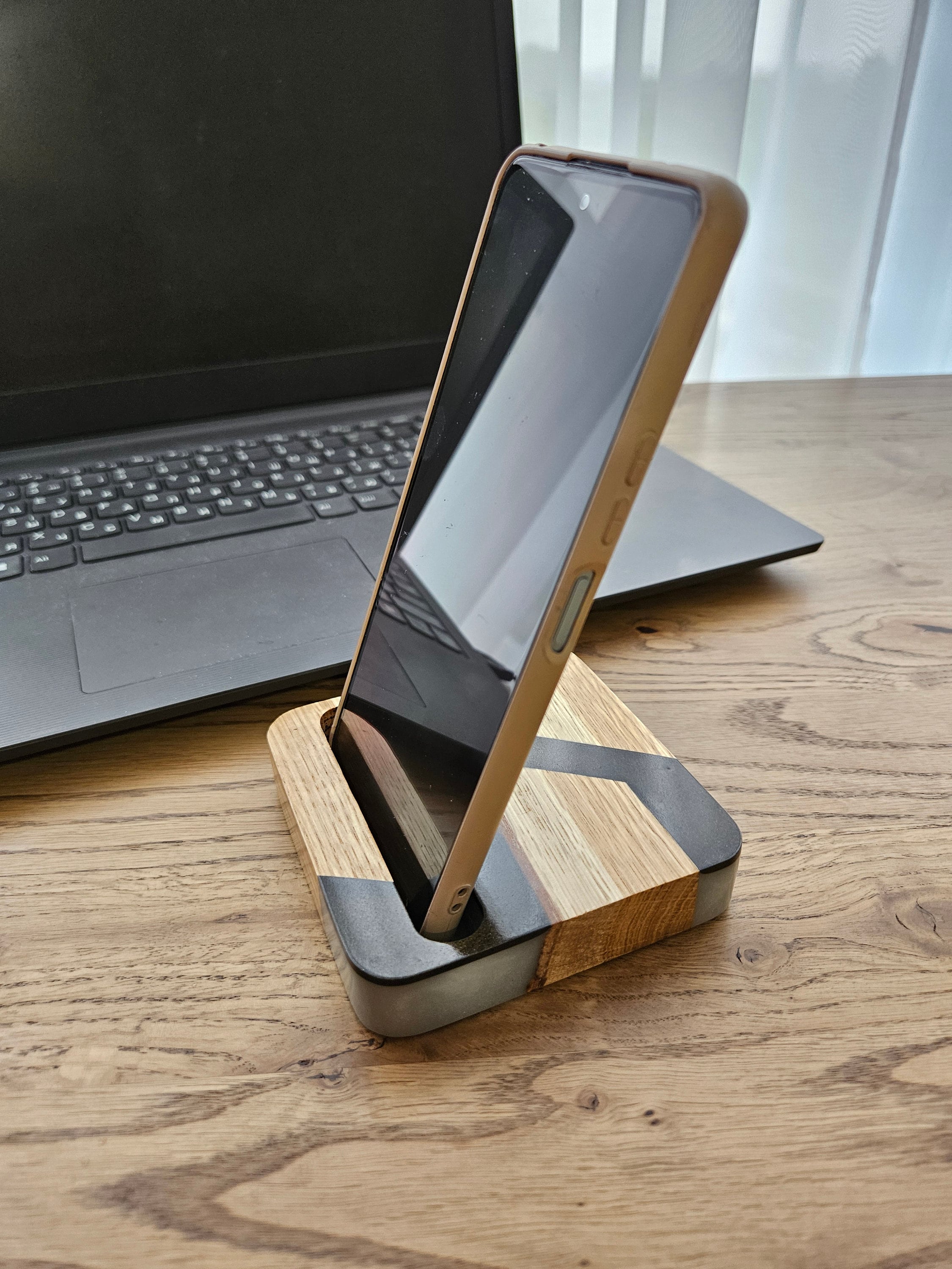 Wood Desk Organizer Desktop Organizer Stand Phone Wood Resin Phone ...
