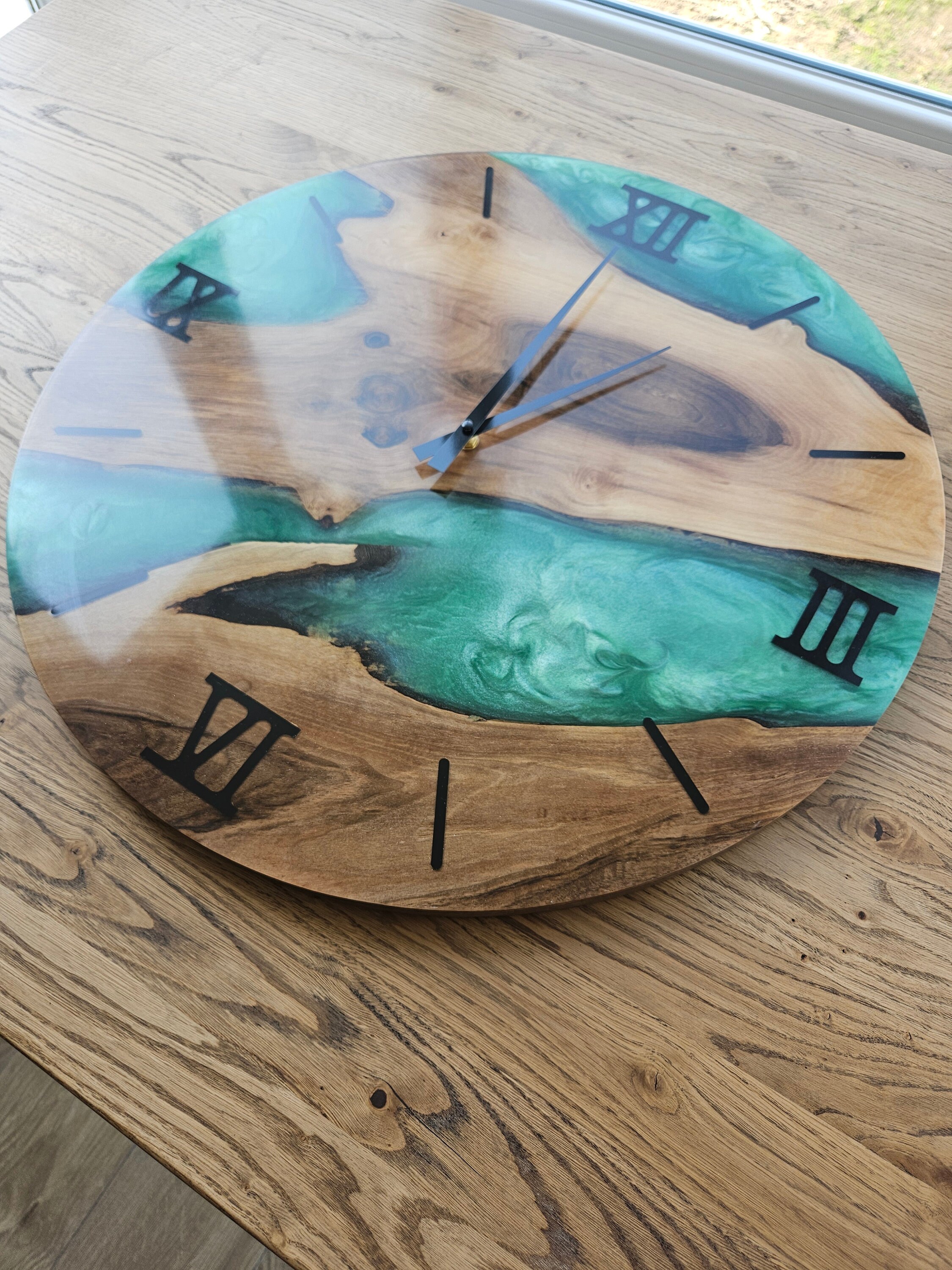 Wooden Epoxy Wall Clock Large Wall Clock Desk Clock Epoxy and Wood Wall ...