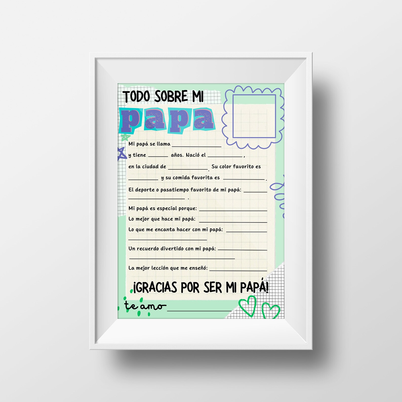 Printable All About My Dad Template, Father's Day. Kids' Interview Gift ...