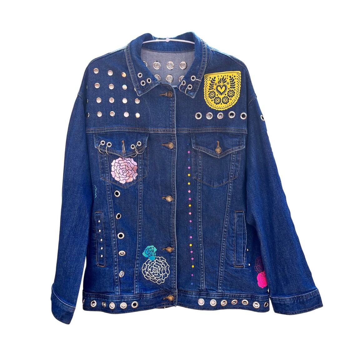 BOHO CUSTOM Jacket Hand Custom and Embellished Denim, Hippie Style ...