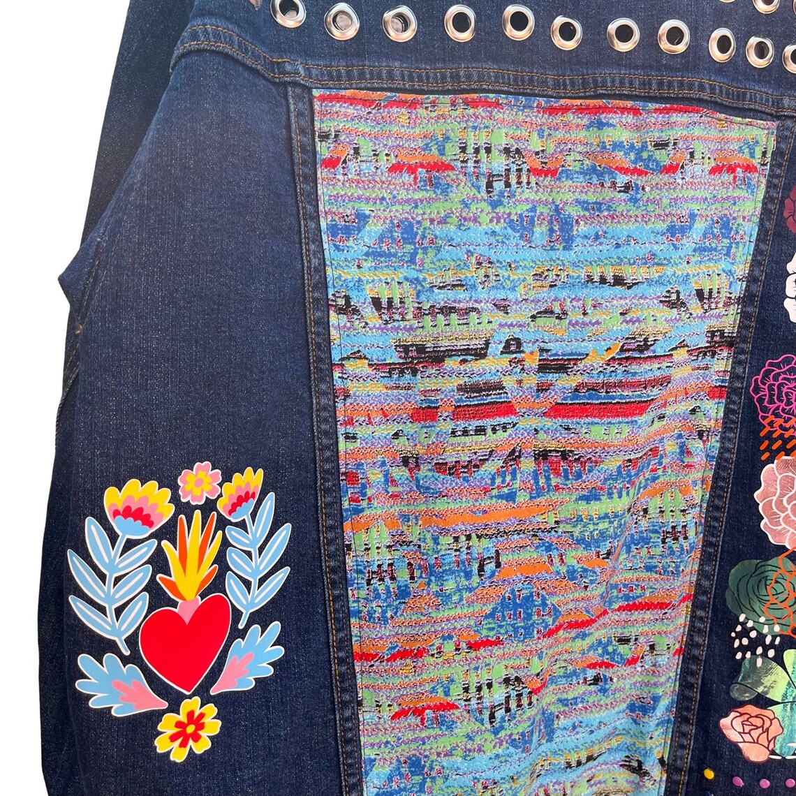 BOHO CUSTOM Jacket Hand Custom and Embellished Denim, Hippie Style ...