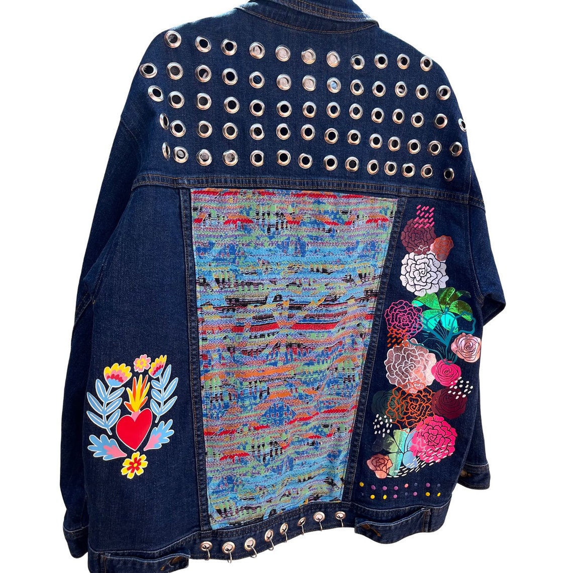 BOHO CUSTOM Jacket Hand Custom and Embellished Denim, Hippie Style ...