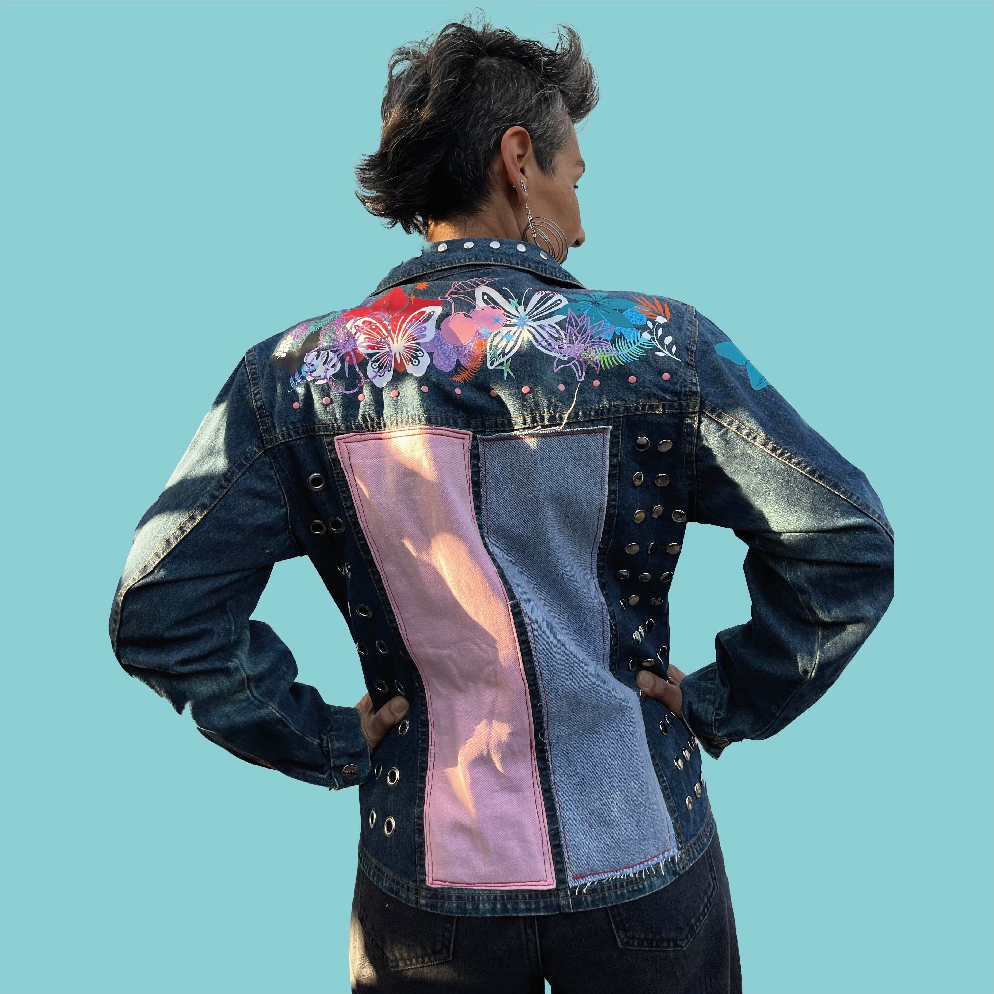 Hand Intervene Denim Jacket, Applique Jean Jacket, Bead Denim Jacket ...