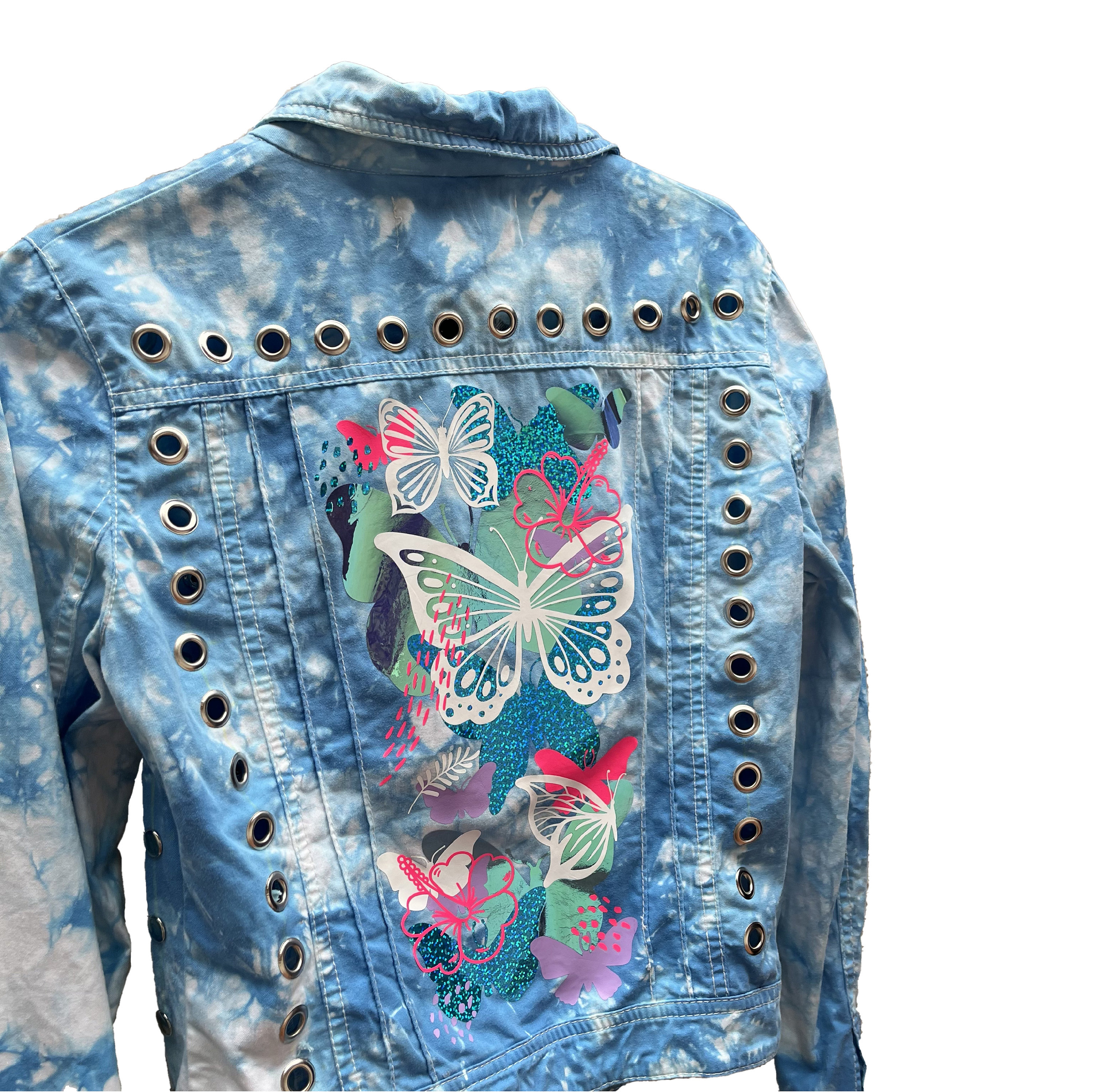 CUSTOMIZED JACKET Unique Hand-intervened Denim Jacket Vibrant Color ...
