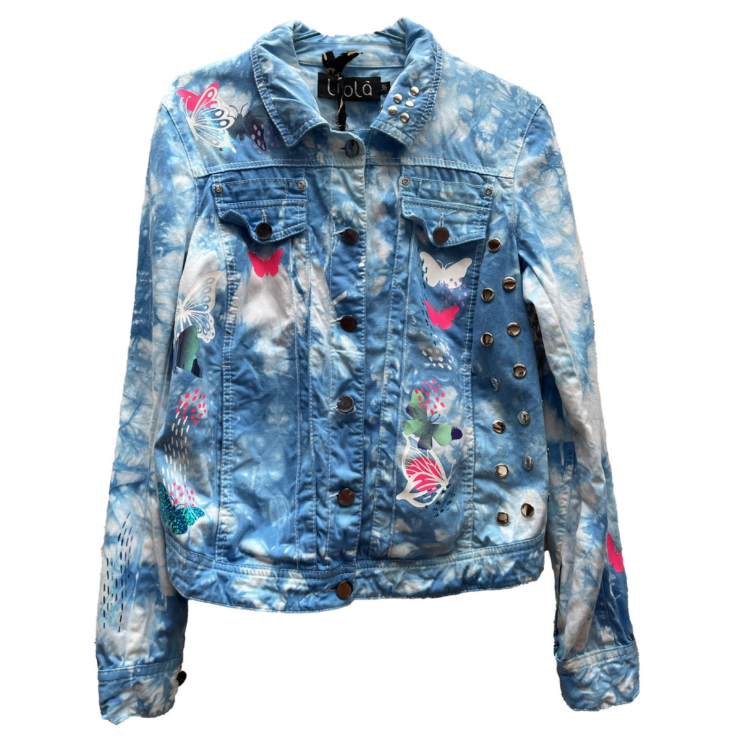 CUSTOMIZED JACKET Unique Hand-intervened Denim Jacket Vibrant Color ...