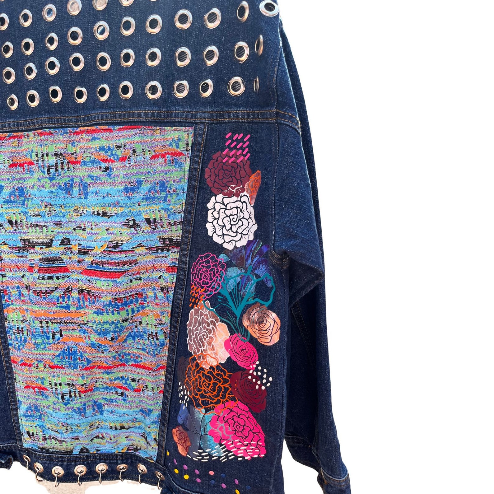 BOHO CUSTOM Jacket Hand Custom and Embellished Denim, Hippie Style ...
