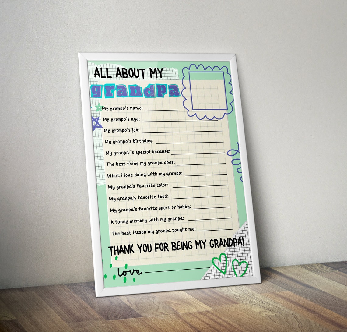 Printable All About My Grandpa Template, Father's Day. Kids' Interview ...