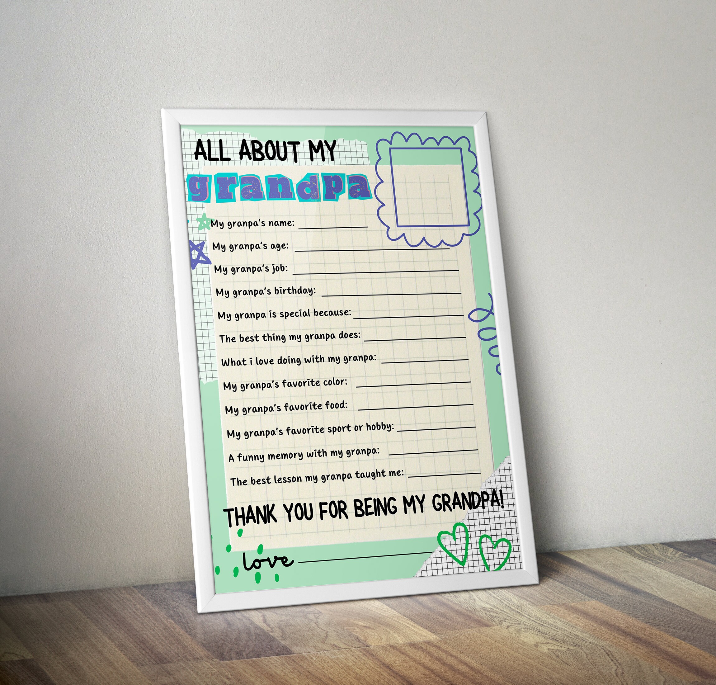 Printable All About My Grandpa Template, Father's Day. Kids' Interview ...