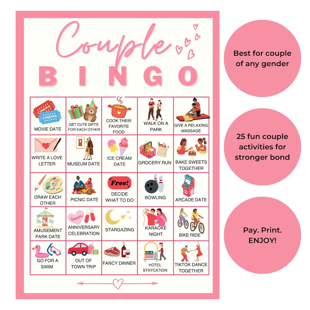 Couple Bingo Activity Card for Couples - Etsy