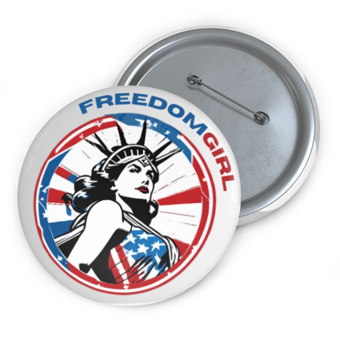 Large Freedom Girl Pin Button - Etsy