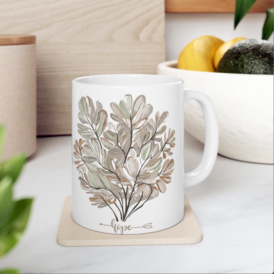 Hope Coffee Mug With Boho Tree Design / Inspirational Word Mug / 11oz ...