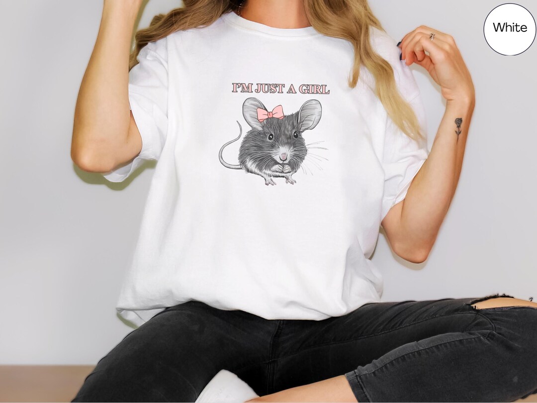 Cute Coquette "i'm Just A Girl" Rat Meme T-shirt Top, Funny Rat T-shirt ...