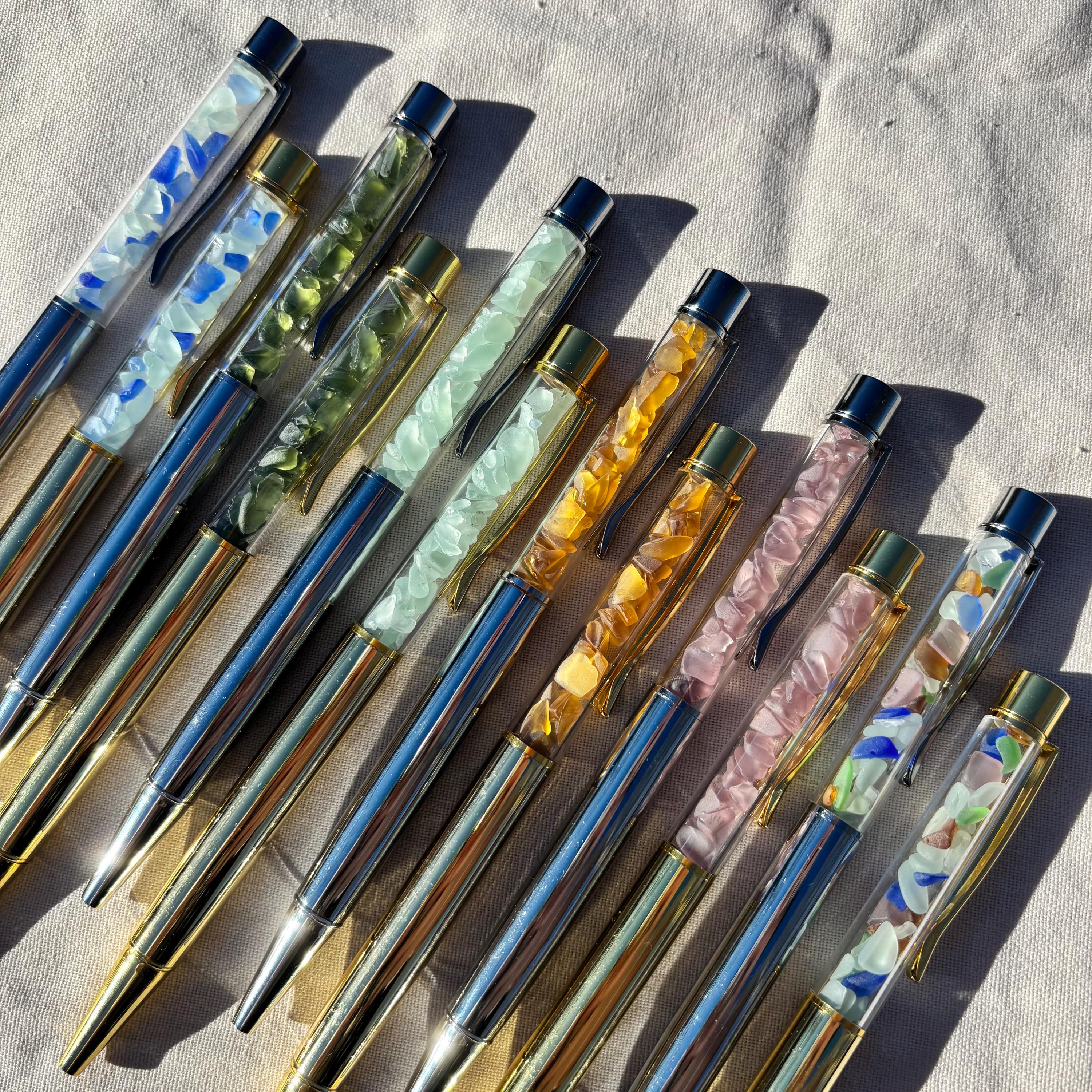 Handmade Sea Glass Ballpoint Pen: Coastal Floating Pen - Etsy