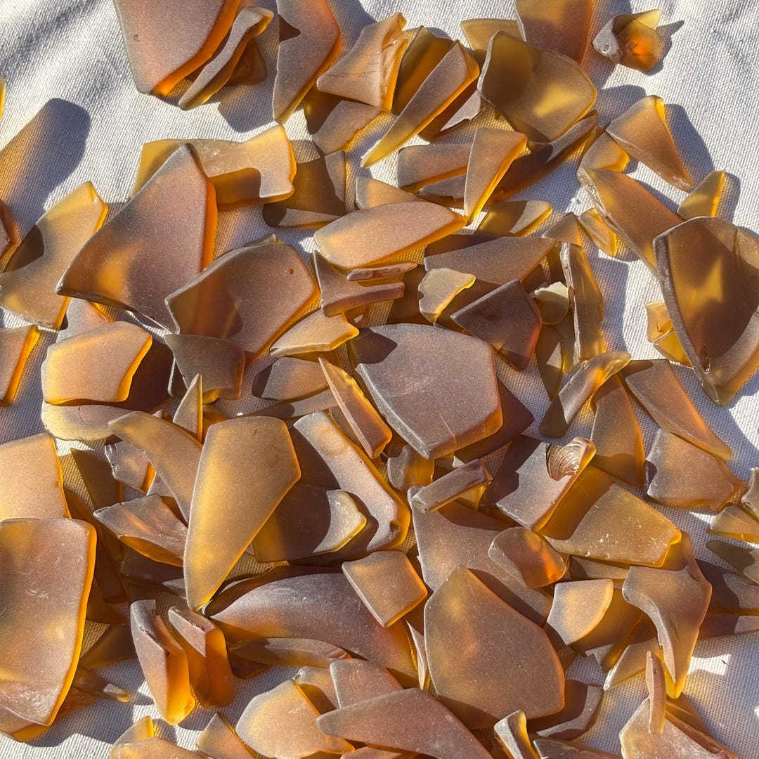 Light Brown Tumbled Sea Glass Pieces: Beachy Craft Supply - Etsy