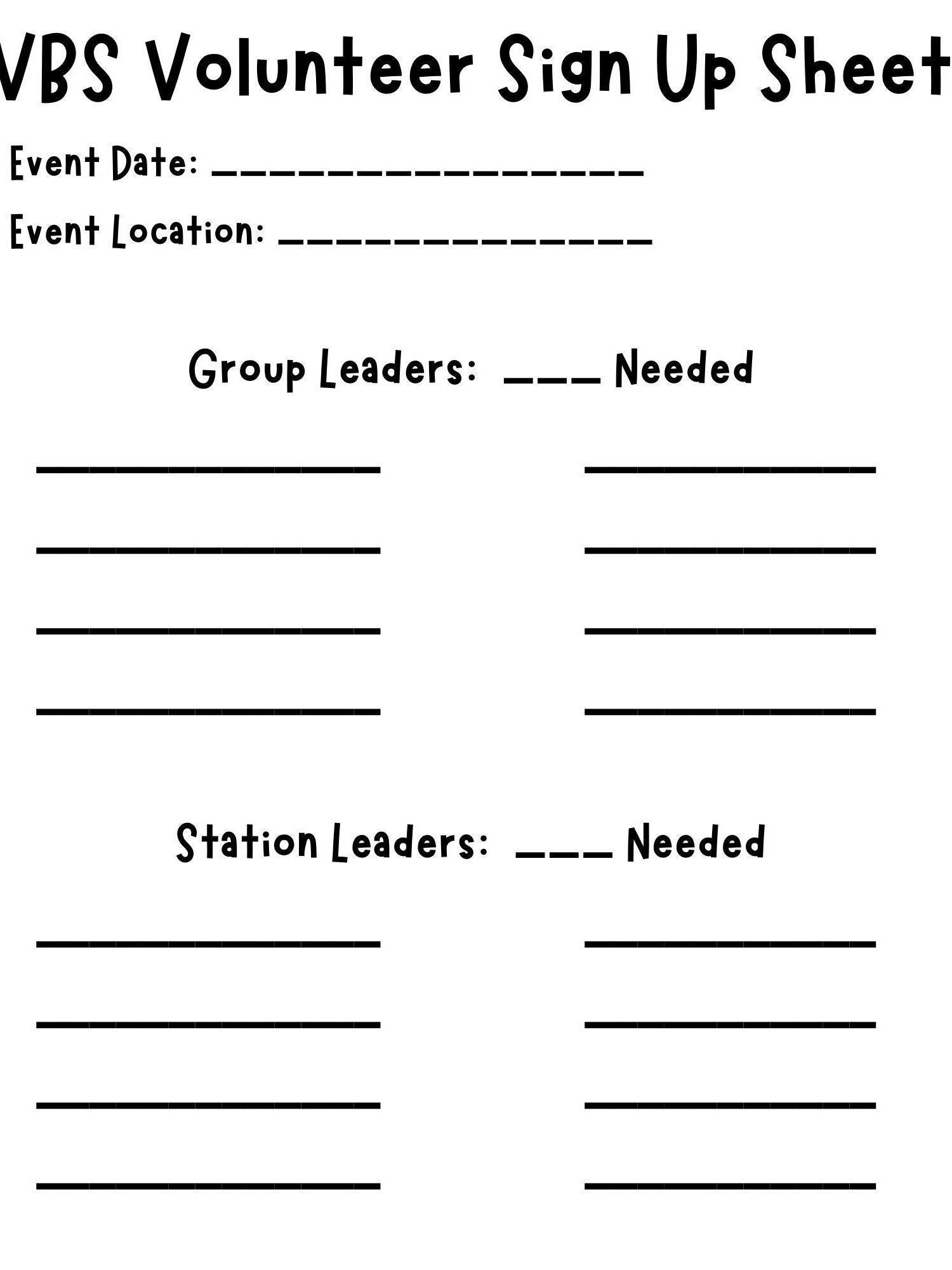 VBS Volunteer Sign in Sheet and Role Descriptions - Etsy