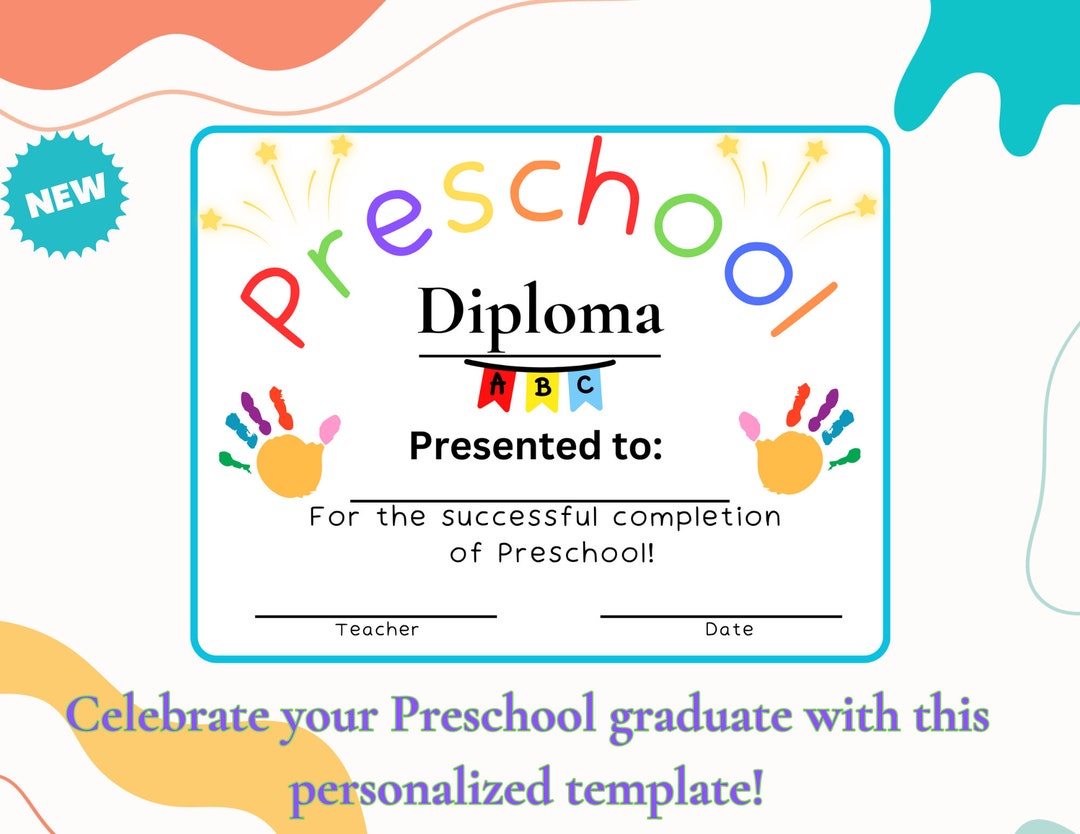 Certificado de Graduación Preescolar Impresión Digital, Descarga ...