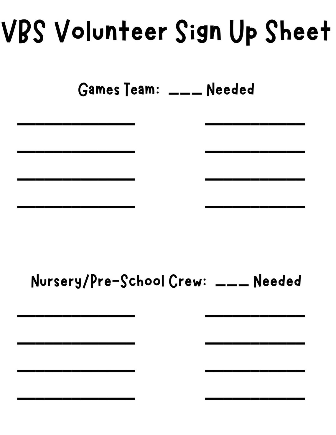 VBS Volunteer Sign in Sheet and Role Descriptions - Etsy