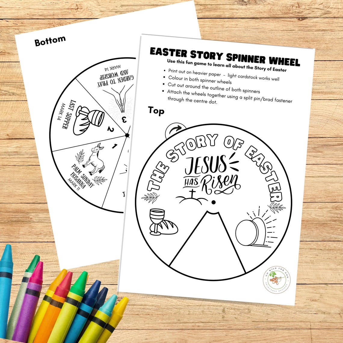 Easter Story Spinner Wheel Colouring Craft, Sunday School Craft, Bible ...