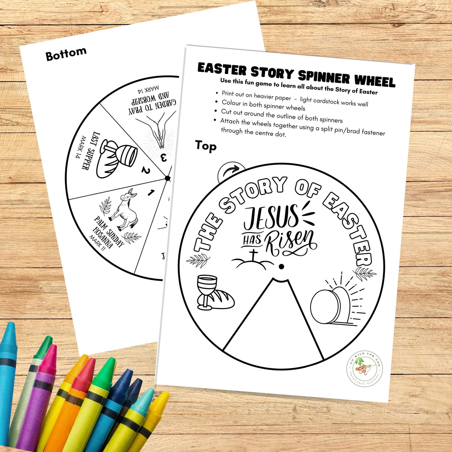 Easter Story Spinner Wheel Colouring Craft, Sunday School Craft, Bible ...