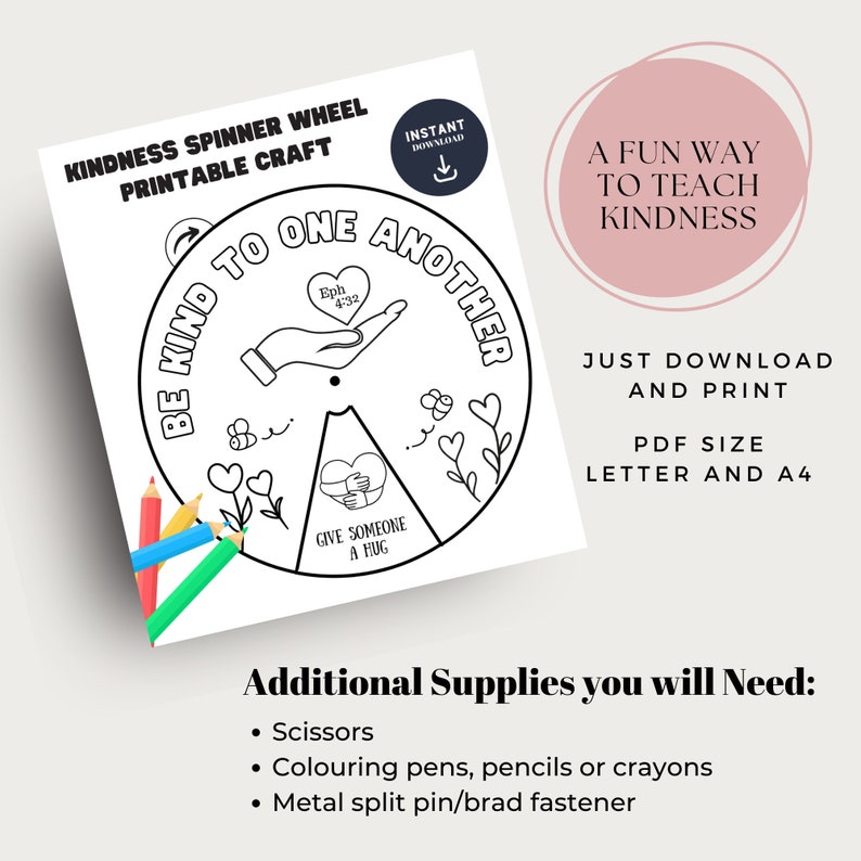 Be Kind Spinner Wheel Colouring Craft, Sunday School Craft, Bible ...