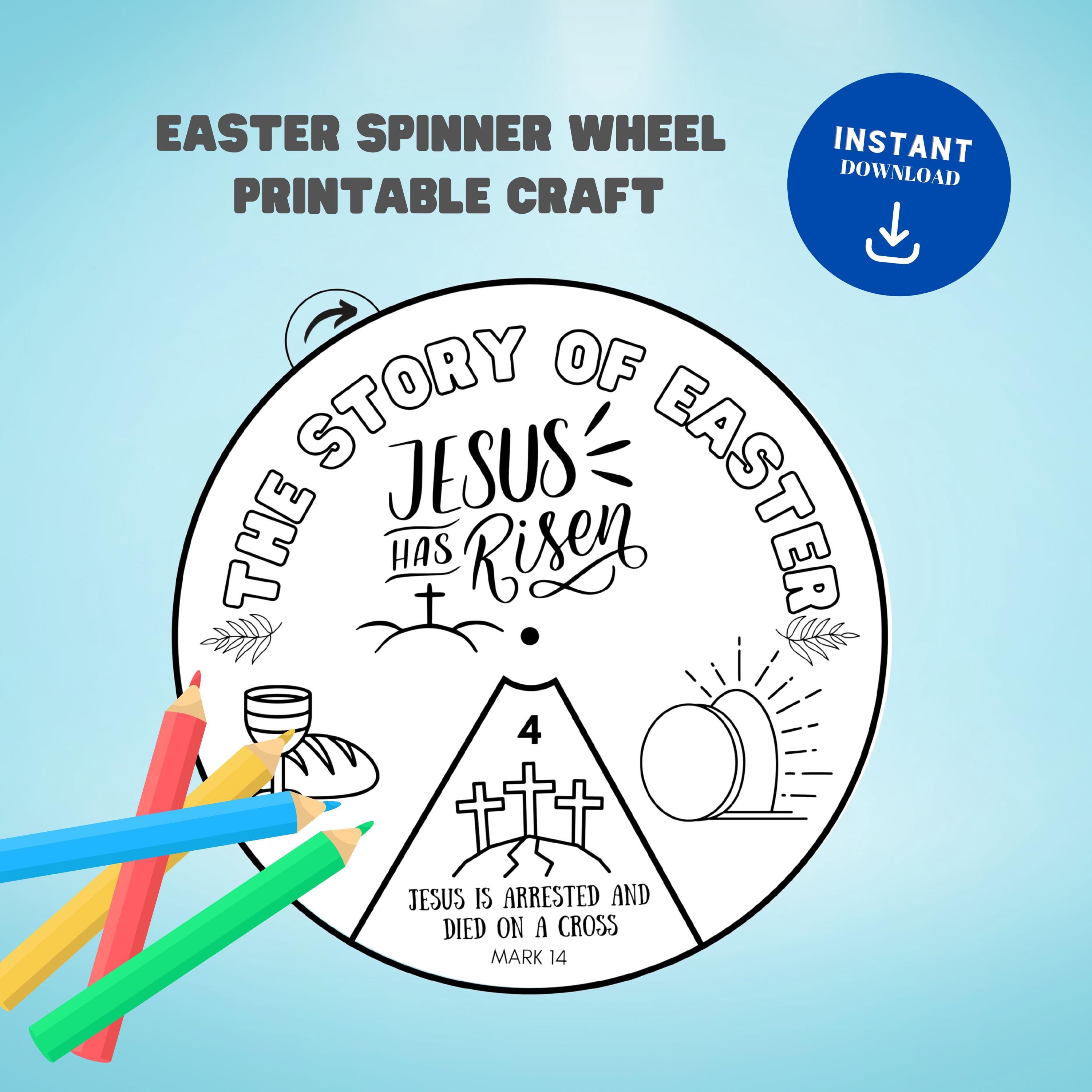 Easter Story Spinner Wheel Colouring Craft, Sunday School Craft, Bible ...