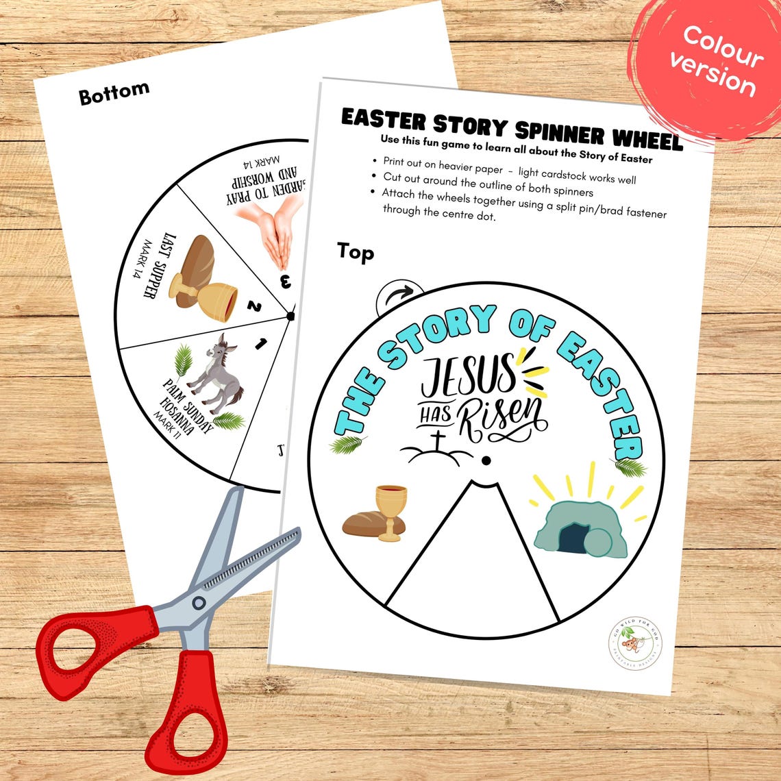Easter Story Spinner Wheel Colouring Craft, Sunday School Craft, Bible ...